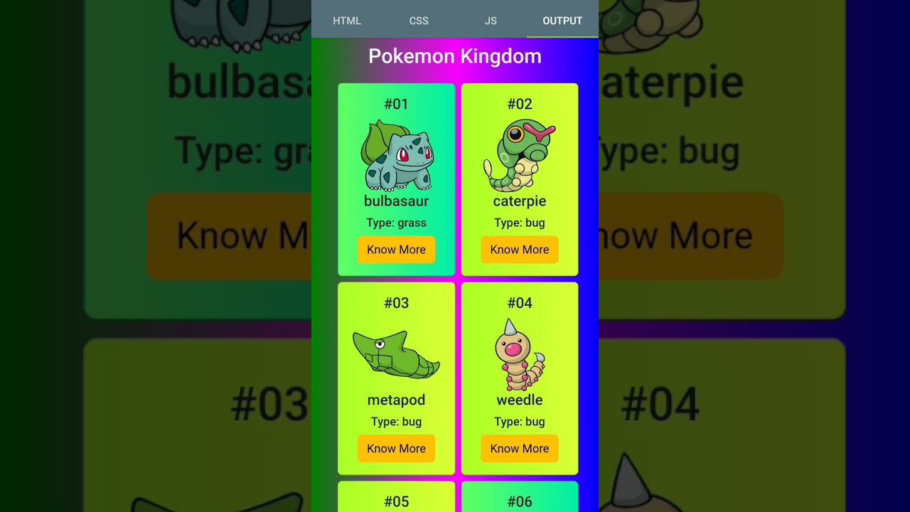 Pokemon list using HTML |  Css