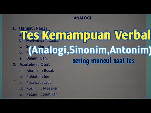 Tes Kemampuan Verbal (Analogi,Sinonim,Antonim)