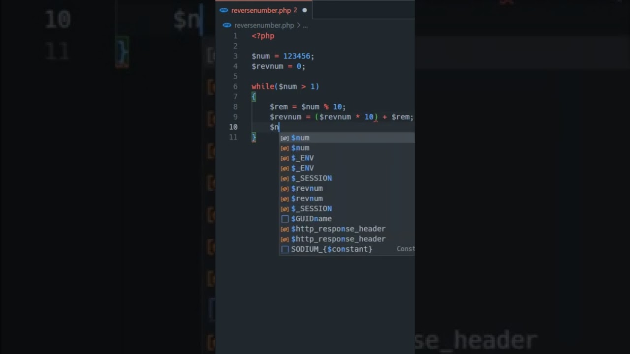Reverse Number in PHP #shorts #php #programming #codingwithpeace