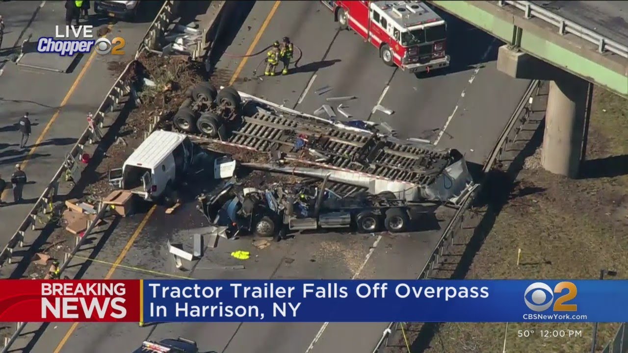 1 dead after tractor-trailer drives off overpass