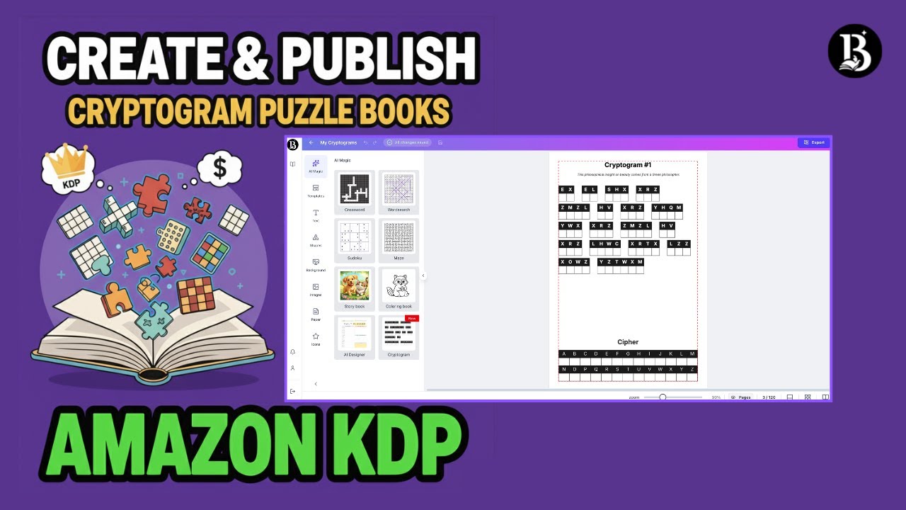 How to create activity books for Amazon KDP -  Cryptogram Puzzle book (with BooksGenie.ai)