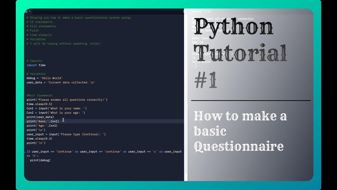 Python how to code a basic questionnaire