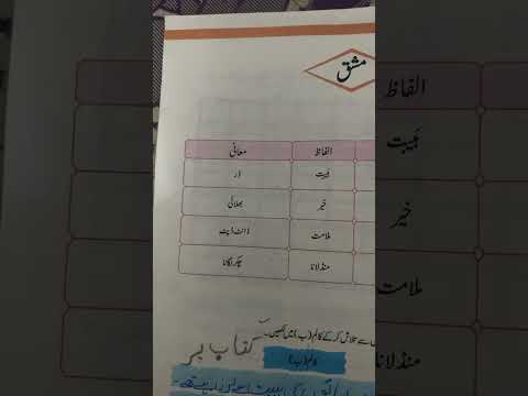 Words /meaning class 5th urdu textbook KPK