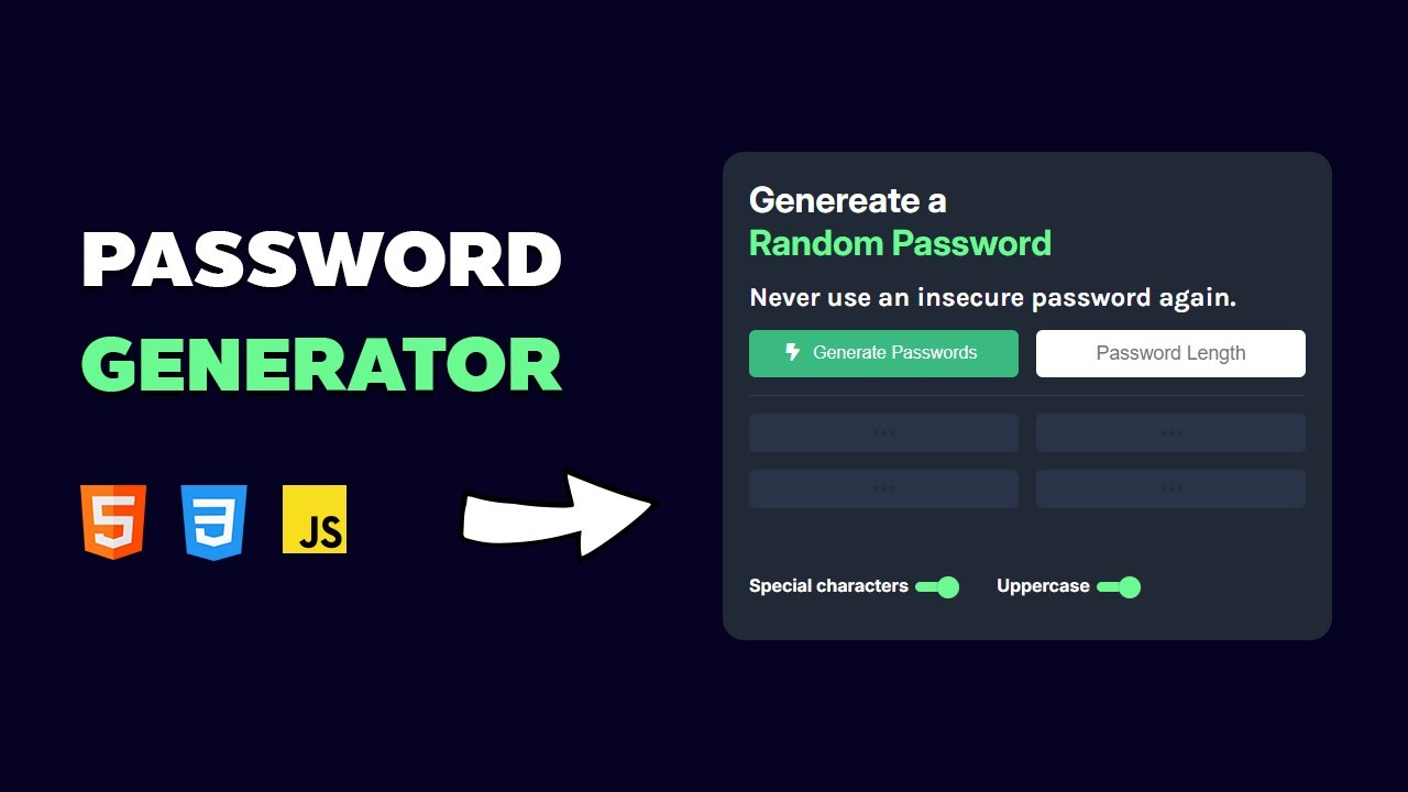 Build a Password Generator App with HTML, CSS and JavaScript