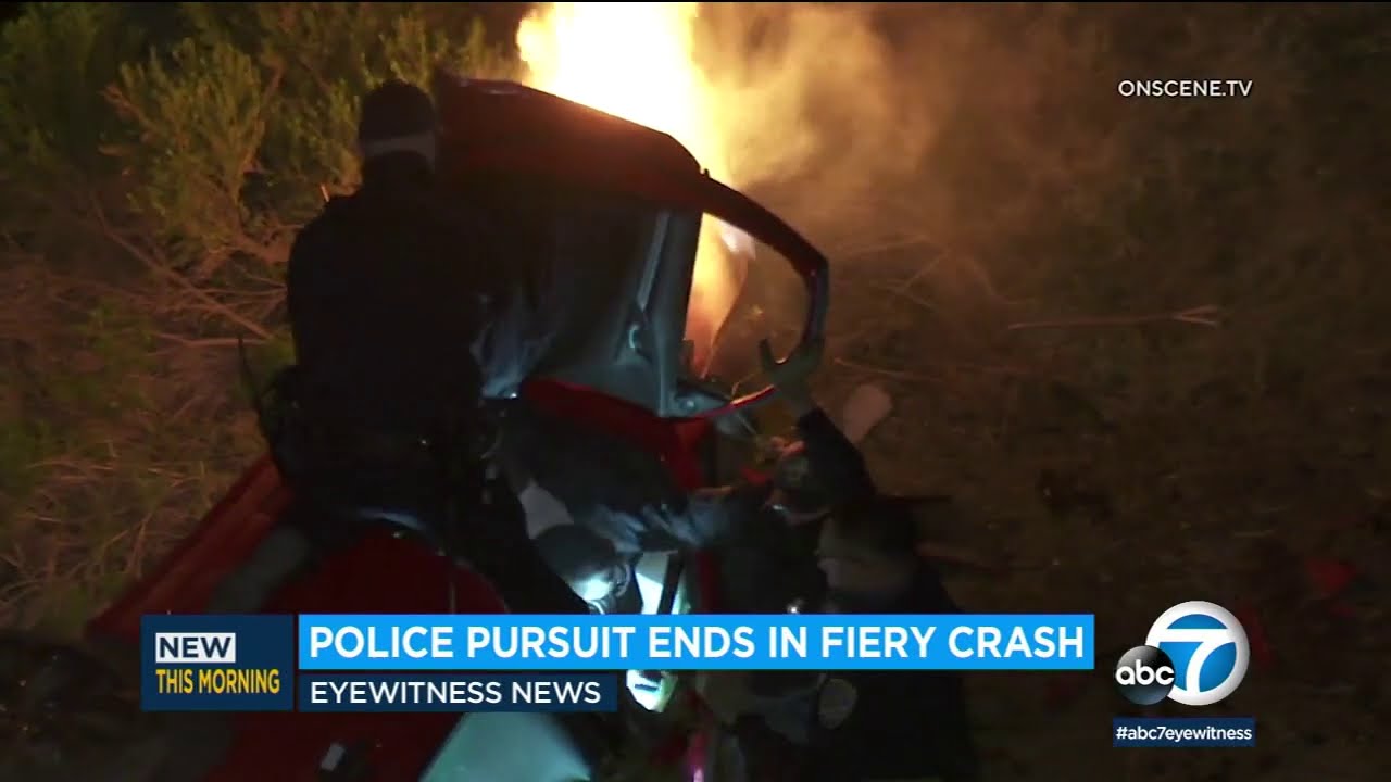 CHP officers rescue suspect after high-speed chase ends in fiery crash near Camp Pendleton I ABC7