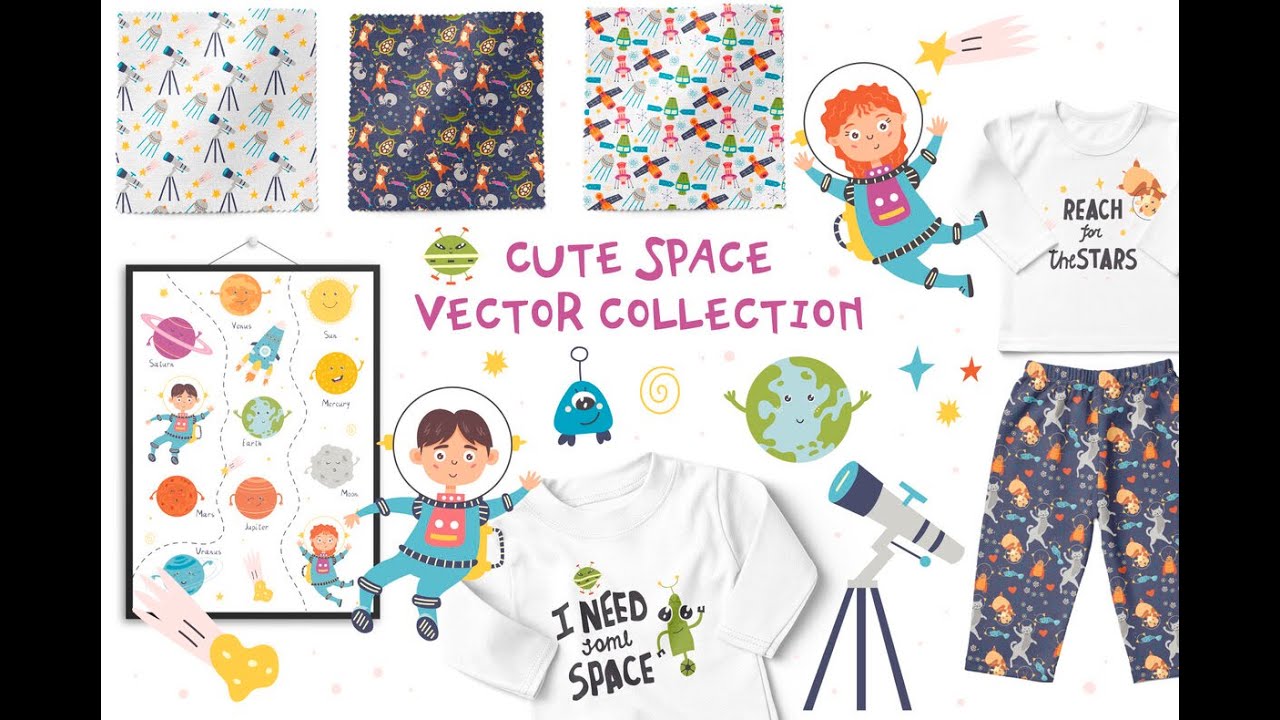 Cute Space Vector Collection Stock Graphics Download