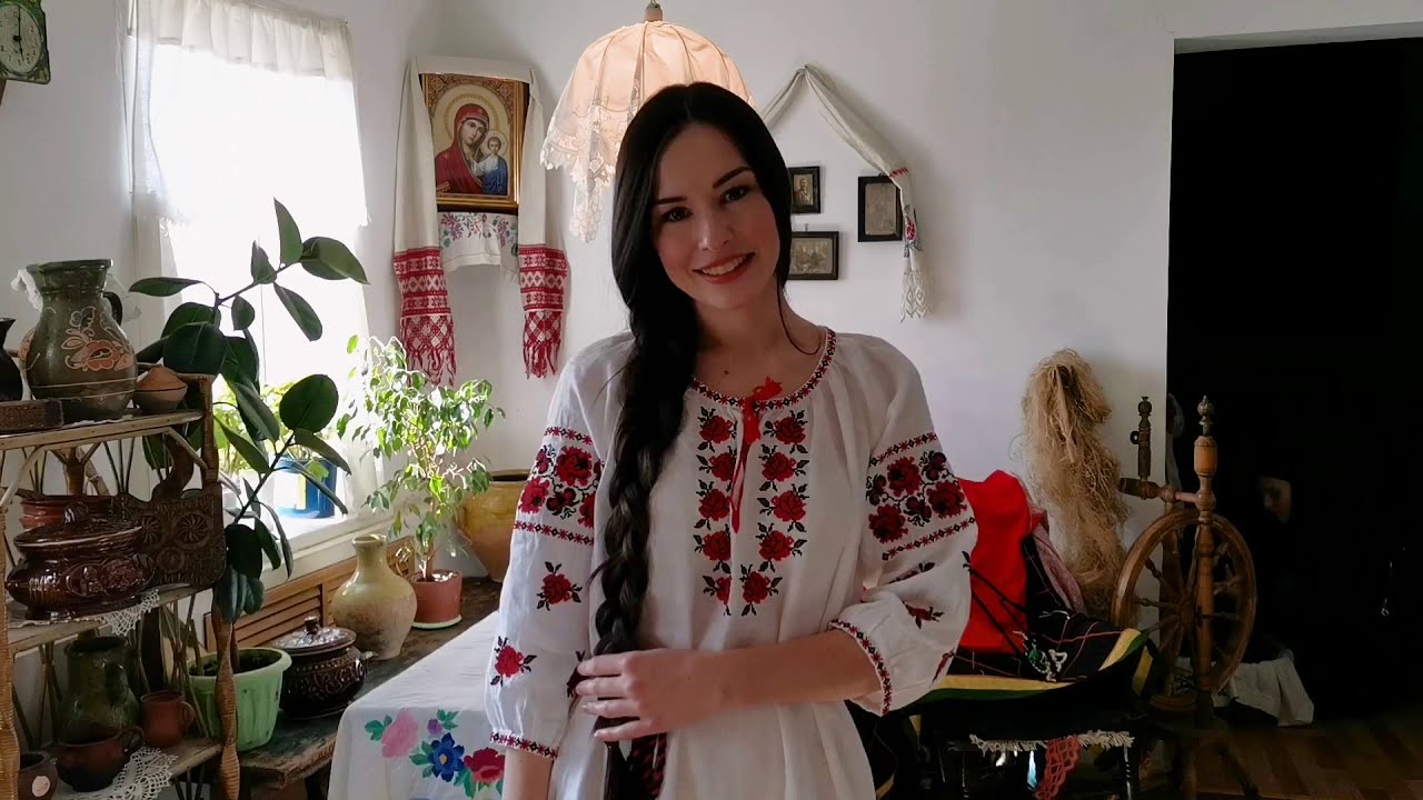 Russian girl with braid, flapjaks and roe | Slavic style