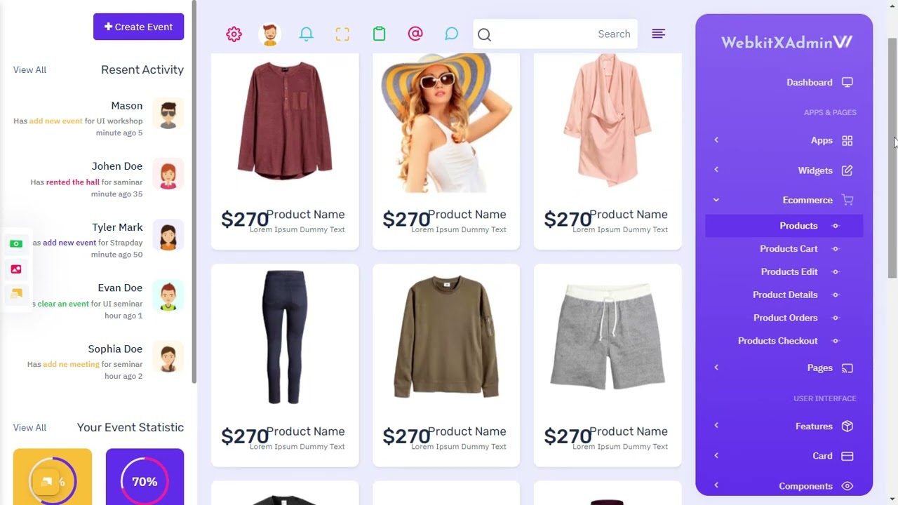 WebkitX Bootstrap 5 Admin Dashboard Template with RTL Light Theme