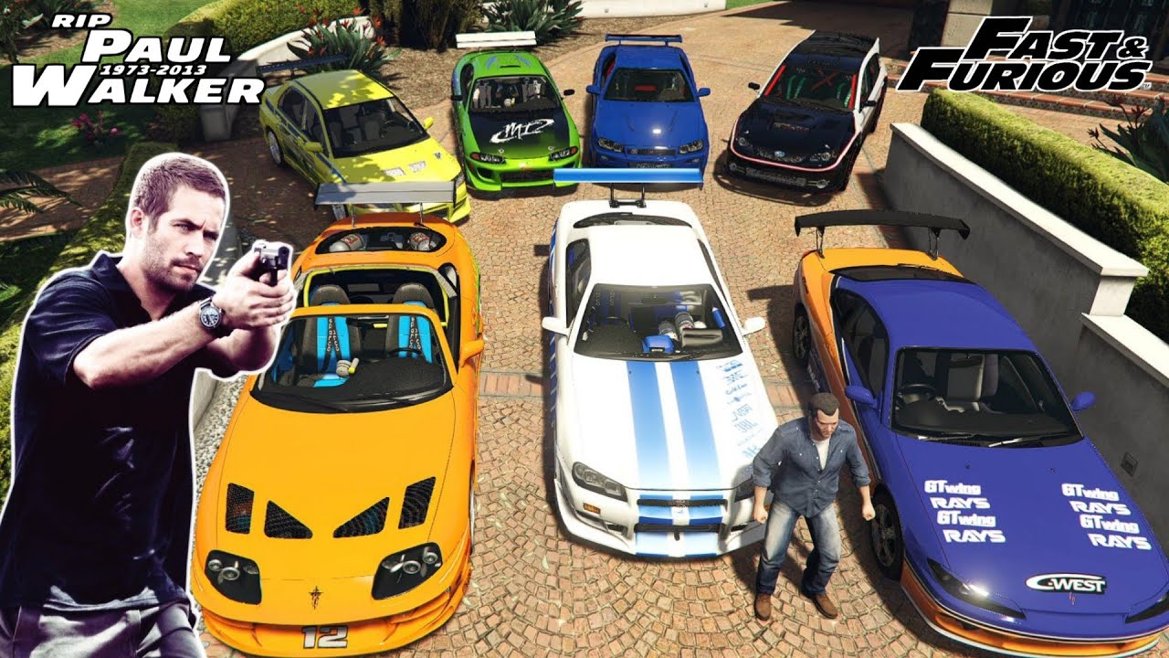 GTA 5 - Stealing Fast And Furious 'Brian O'Connor' Cars with Michael | (GTA V Real Life Cars #44)