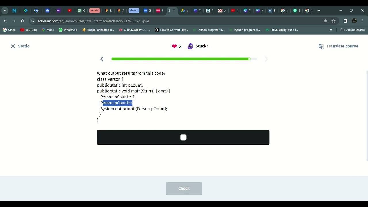 09 Static | Java Intermediate | Sololearn