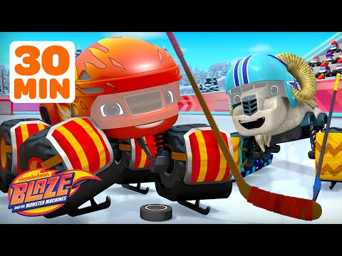 30 MINUTES of Blaze Playing Sports! 🏒 ft. Ice Hockey, Soccer & More | Blaze and the Monster Machines