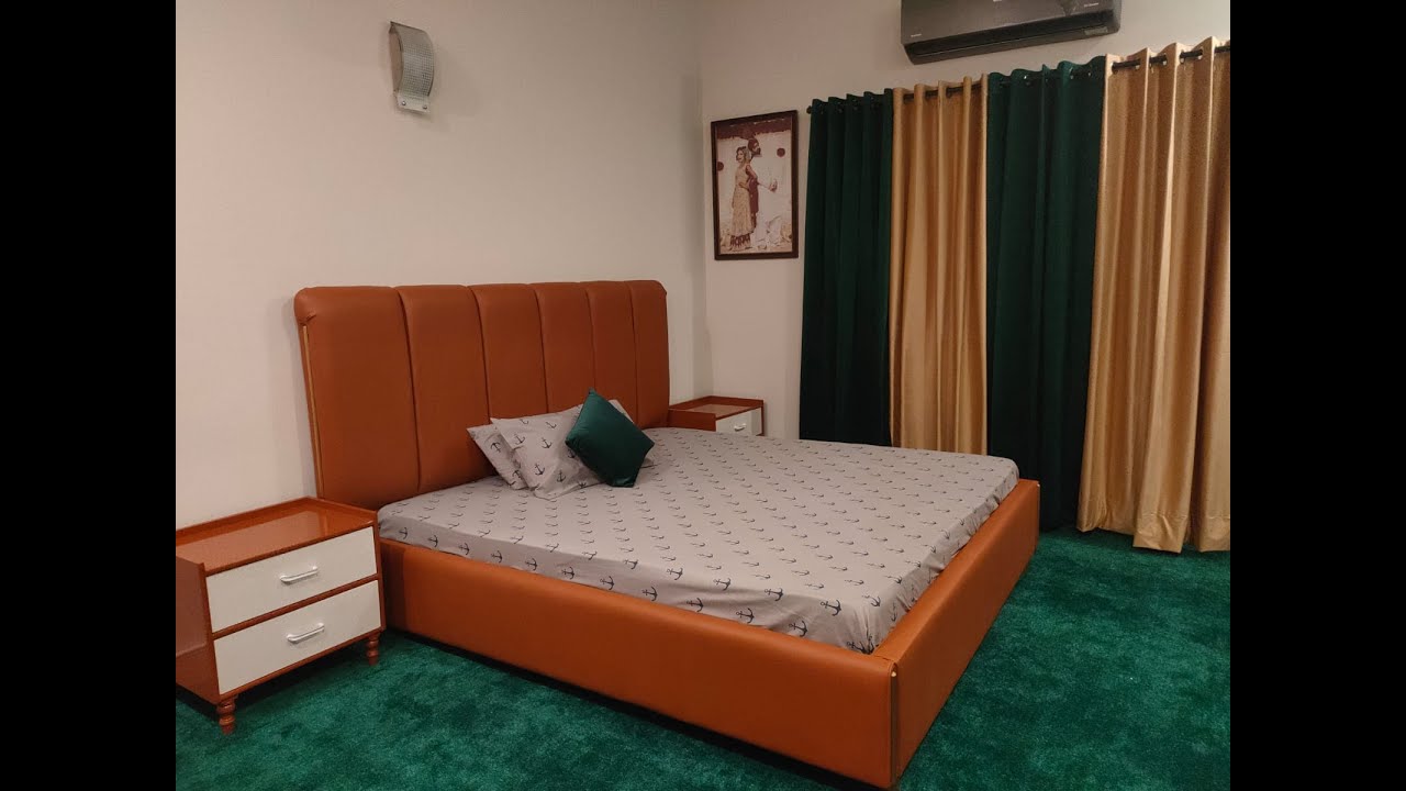 Brown upholstered bed set :  Bedroom Furniture : Furniturezone.pk