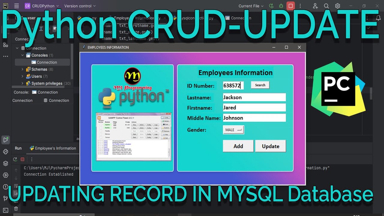 Python CRUD w/ MySQL Database - Update Record #python #coding #java #intellij #database