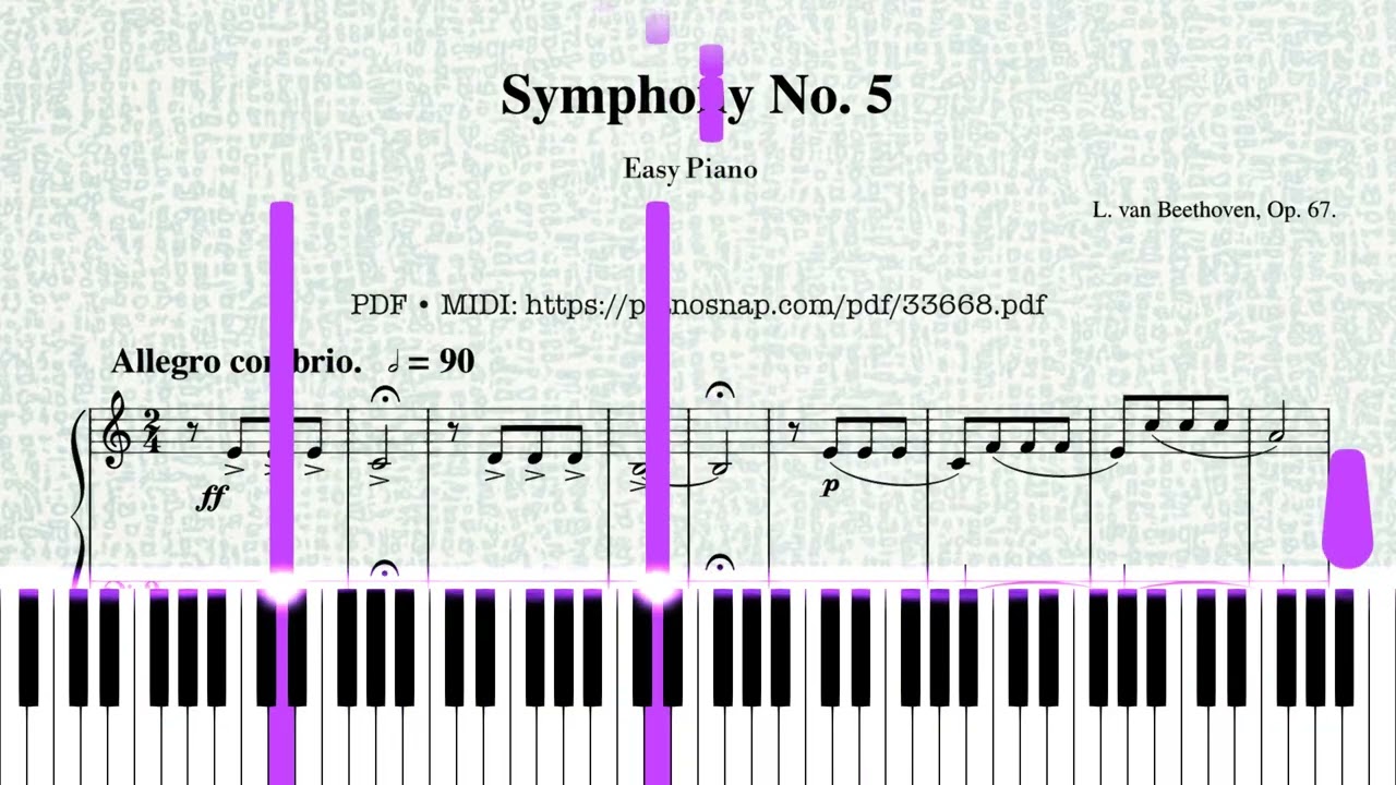 Beethoven Symphony No. 5 | Piano Tutorial [PDF + MIDI]