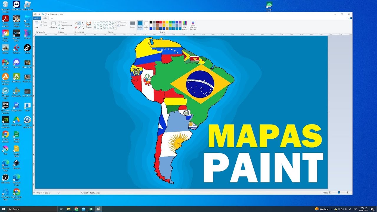 🔹🌎Learn to draw the map of South America in PAINT 🌎🔹