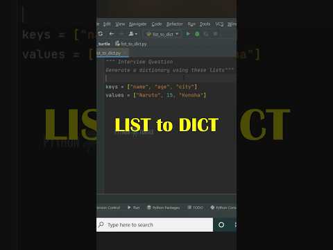 Interview Question : Generate Dictionary using the List. #code #python #programming