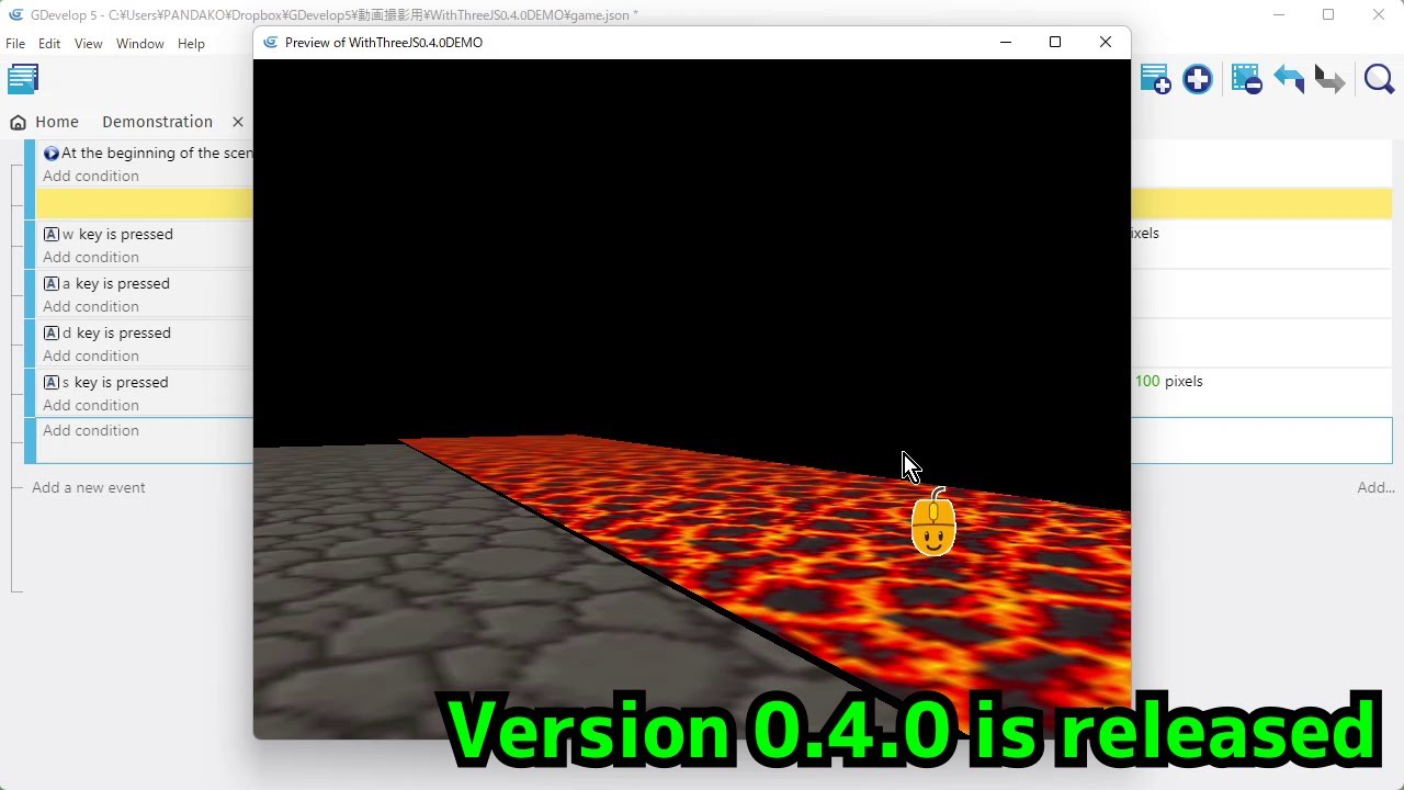 3D extension for GDevelop. Version 0.4.0 is released.