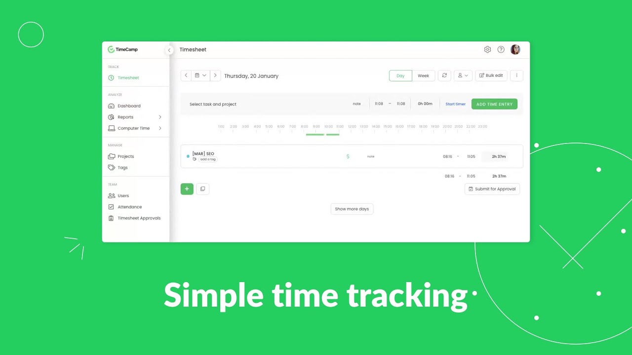 Simple time tracking by TimeCamp