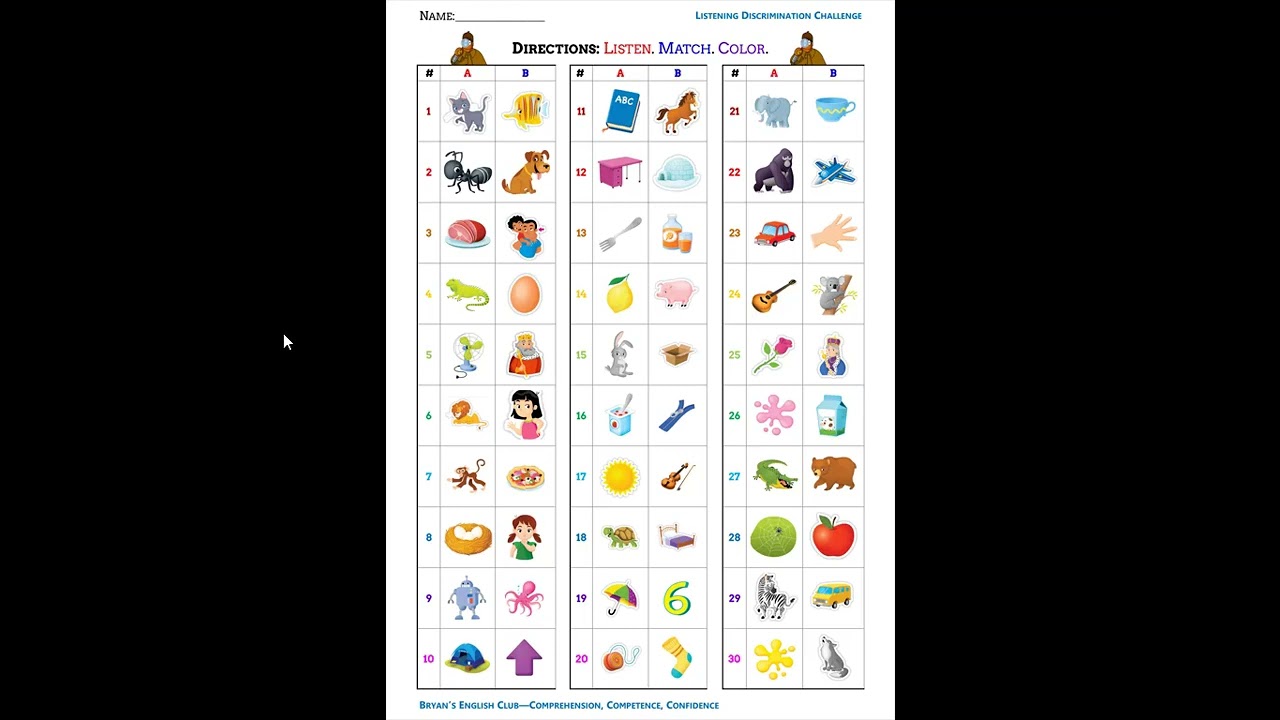 Bryan's English Club: A or B Match Up (Come On Phonics 1 - Easy)