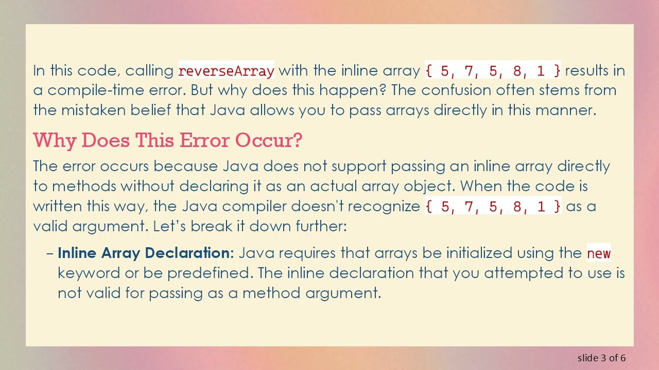 Understanding Array Passing Errors in Java: Why Does My Code Break?