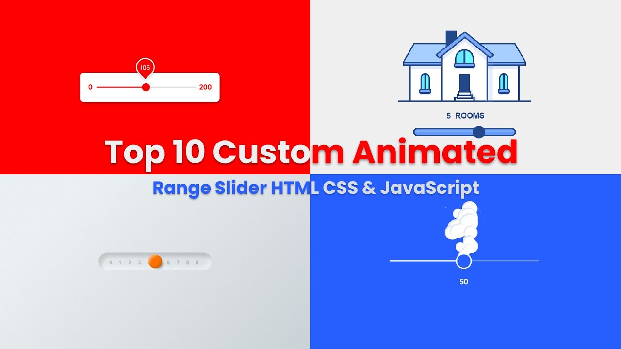 Top 10 Custom Animated Range Slider Using HTML CSS & JavaScript | Range Slider Using html and css