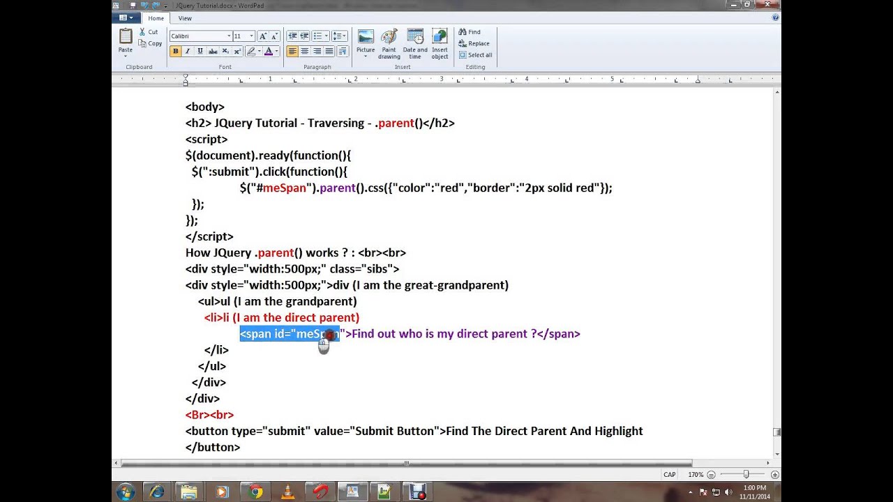 JQUERY PARENT METHOD DEMO