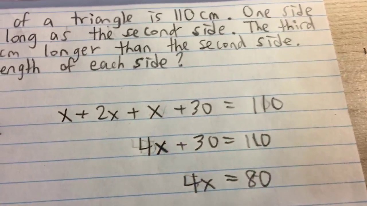Side Lengths of a Triangle - Geometry Word Problem (Example)
