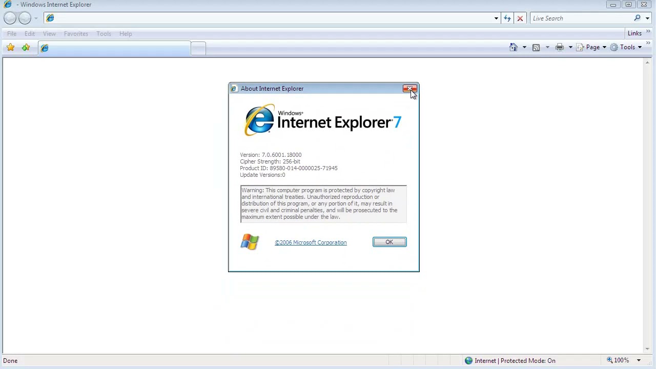 Internet Explorer 7.0 in 2006