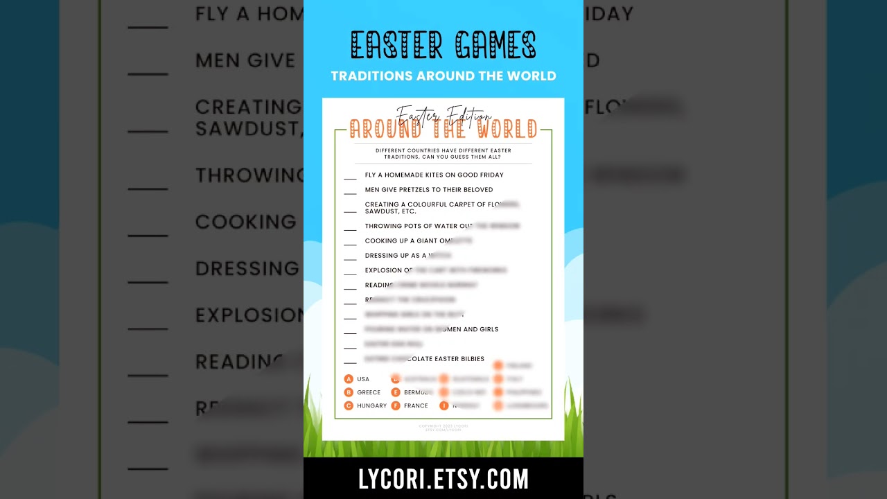 Easter Traditions Around the World, Printable Easter Game #eastergame #easterparty
