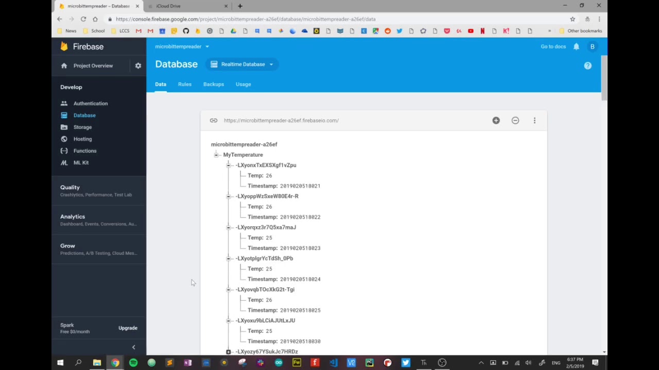 05 Read data from a Google Firebase database using Python and send it to a Microbit.