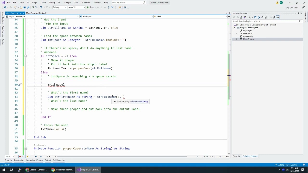 Proper Case Exercise 7-6 Zak's Programming with Microsoft Visual Basic 2019/2022