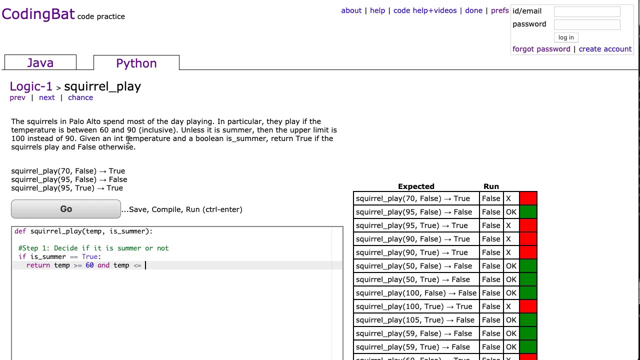 Codingbat - squirrel_play (Python)