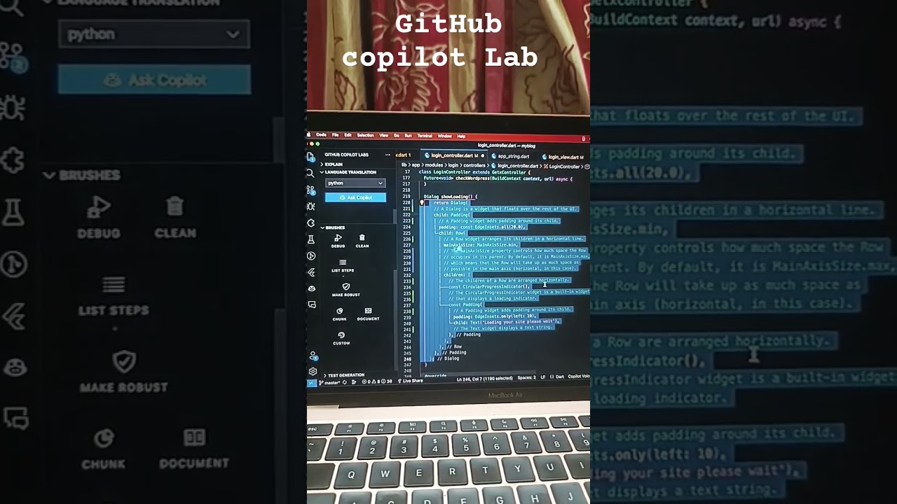 GitHub copilot Lab in Flutter code  #githubcopilot #flutter #githubcopilotlab #chatgpt4