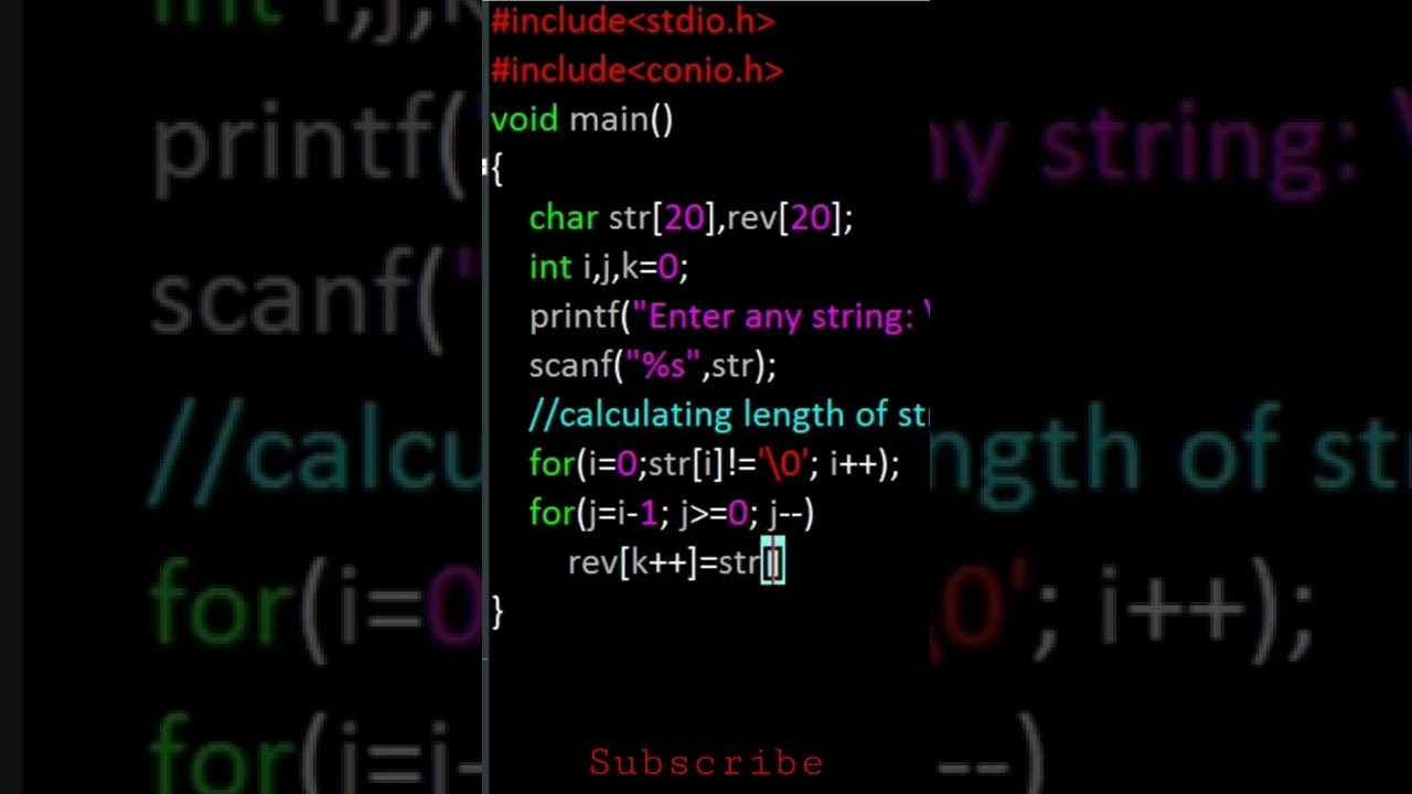 Program to reverse the string || without using strrev function || C++ || Code Short