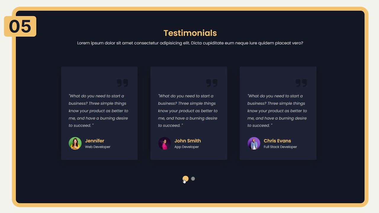 #5 How to Make Testimonial Slider Using Html Css and JavaScript | Crown Coder