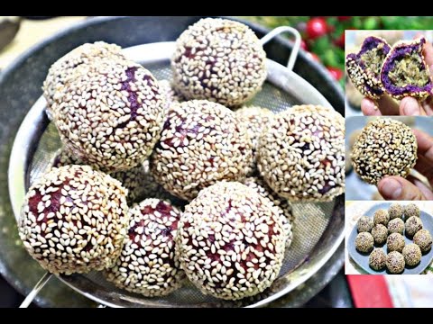 ONDE-ONDE UBI UNGU TAKARAN SENDOK|CARA BUAT ONDE-ONDE UBI UNGU |ONDE-ONDE SWEET PURPLE POTATO RECIPE