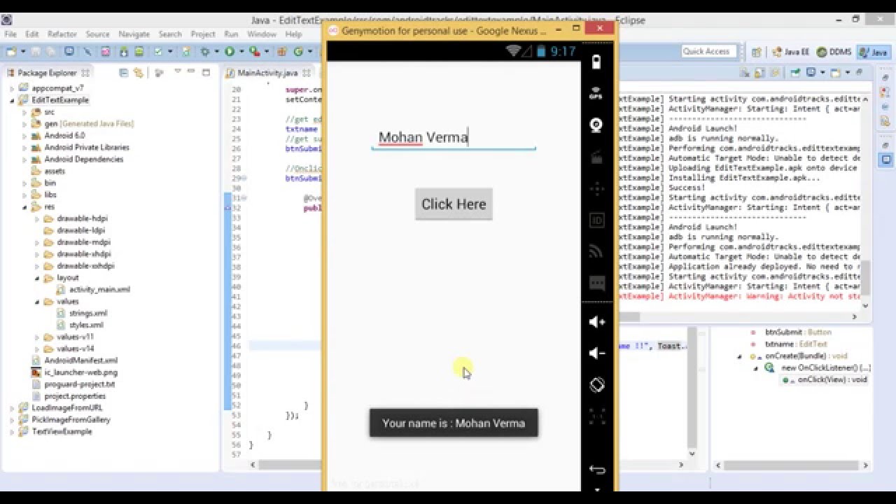 Android EditText Example