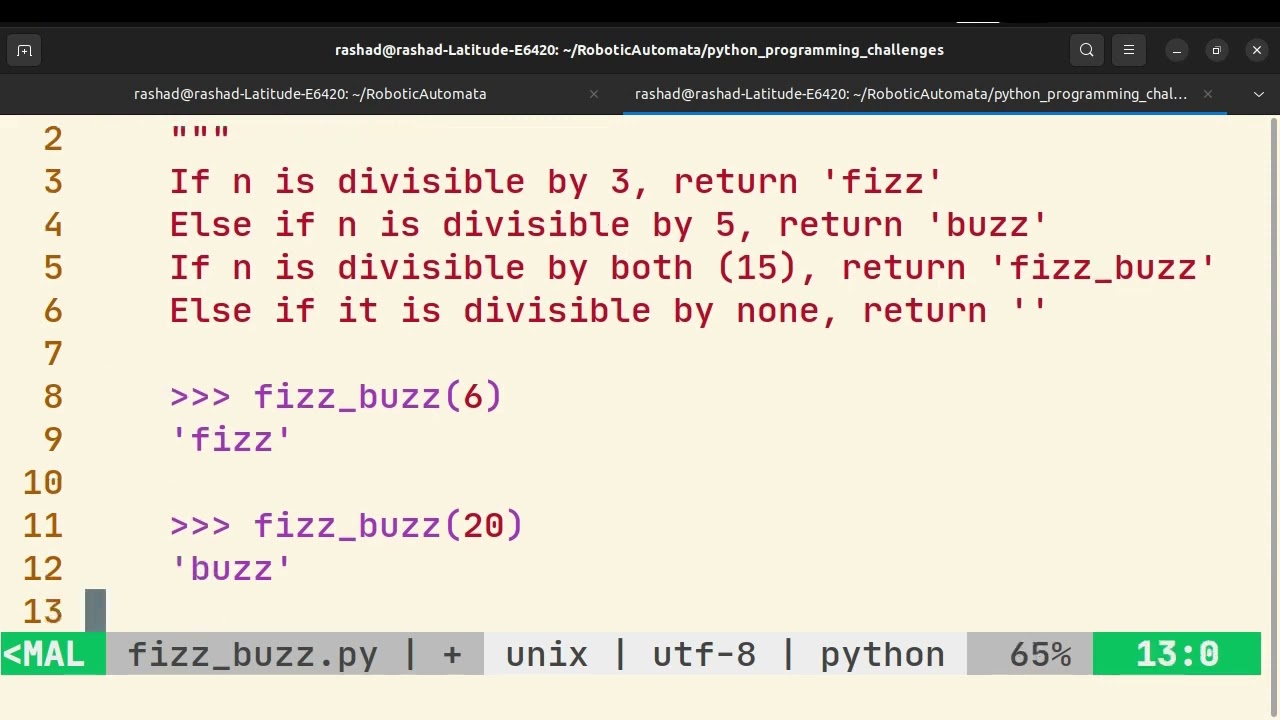 Solving Fizz Buzz in Python using Doctests, Git & Vim [Coding Demo]
