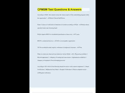 CPMSM TEST QUESTIONS EN ANSWERS QUESTIONS WITH 100 CORRECT ANSWERS VERIFIED 2023