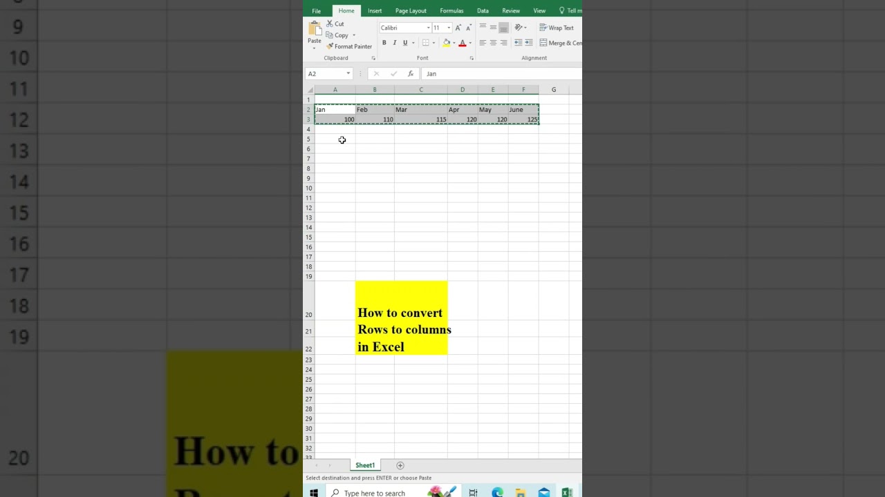 How to convert Rows into Columns in #excel