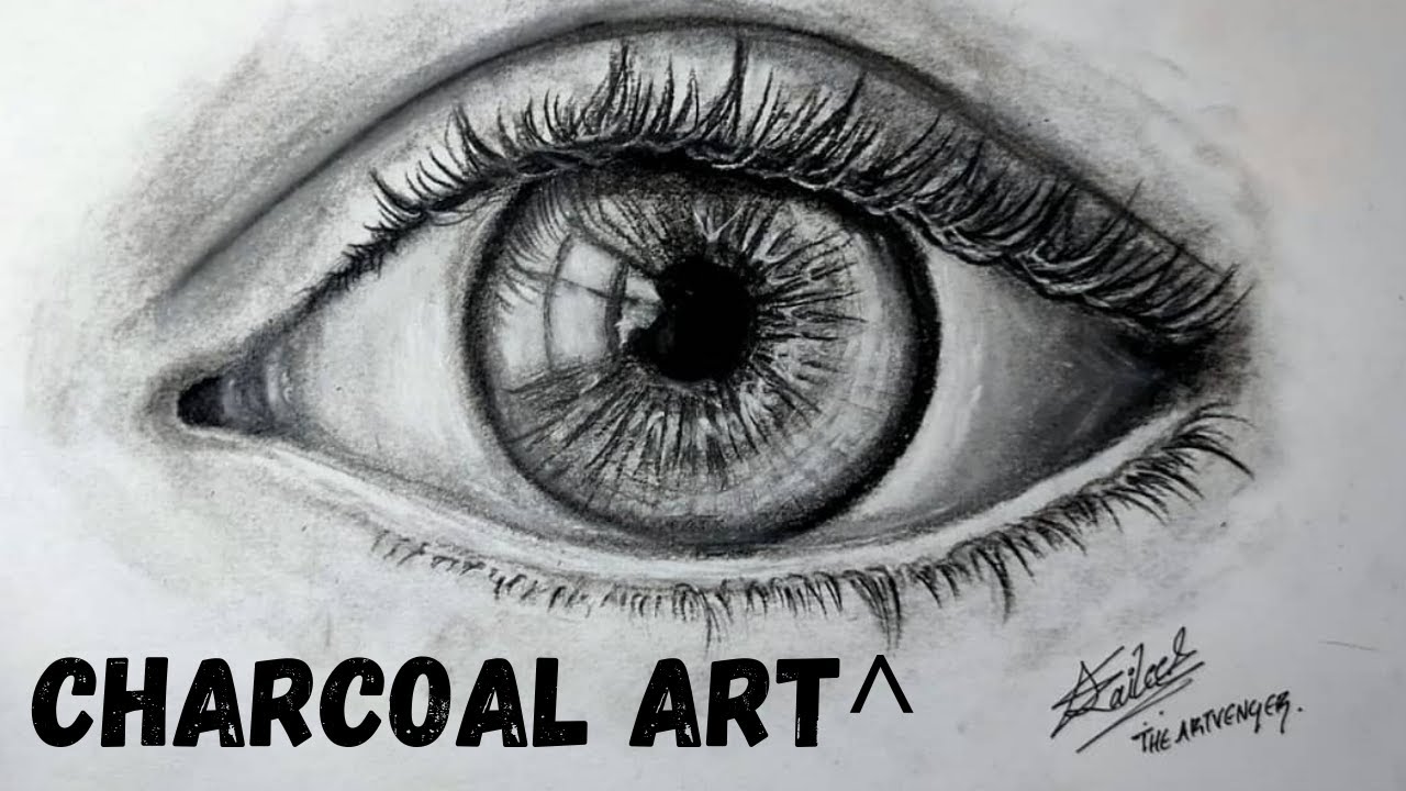 CHARCOAL PAINTING OF AN EYE | CHARCOAL TECHNIQUE | THE ARTVENGER