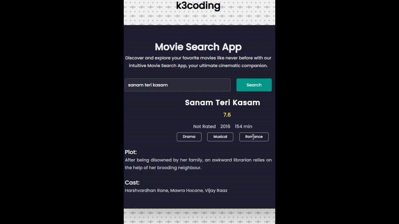 Movie Search App | HTML, CSS, JavaScript | Fetch API & OMDb API #coding#MovieSearchApp #HTML #C