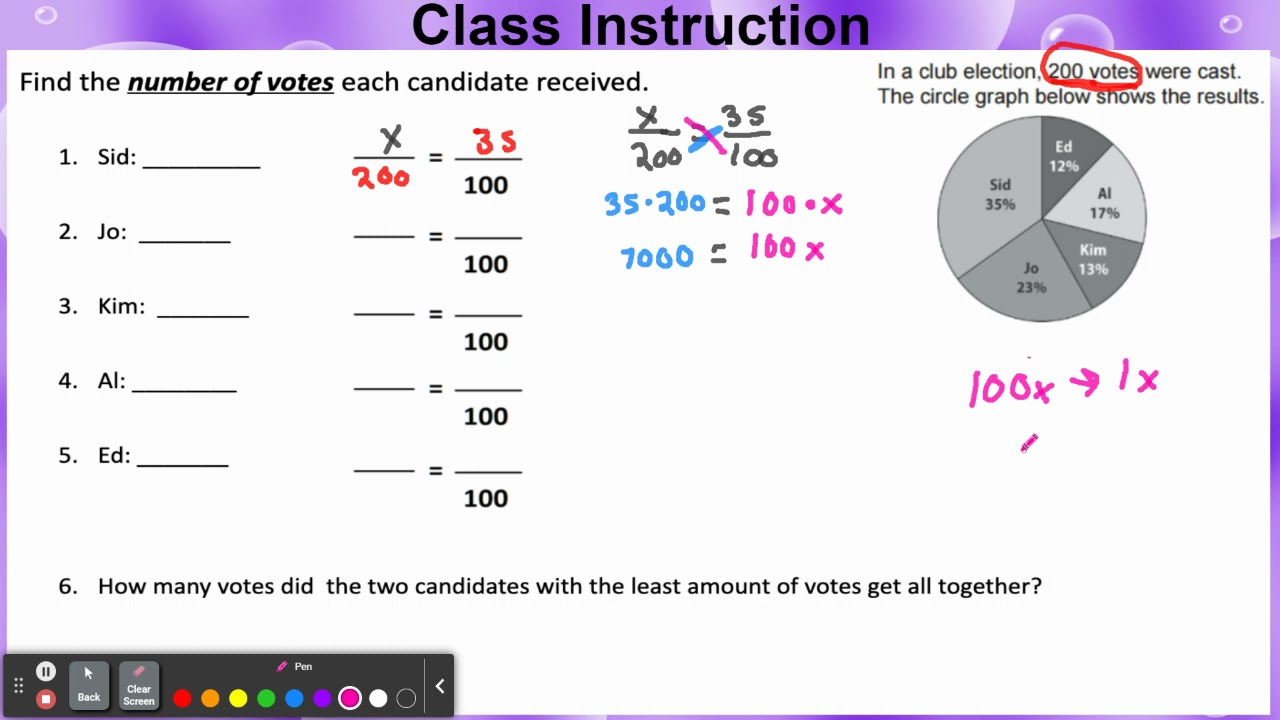 circle graph and percent proportions