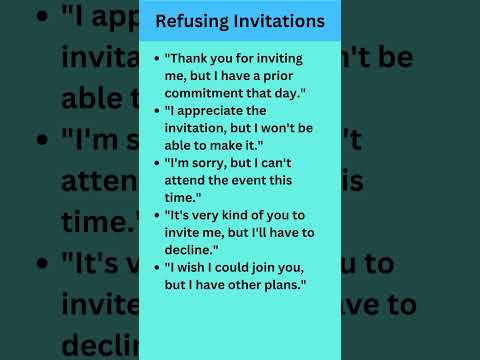 Refusing Invitations in English | How to refuse an invitation