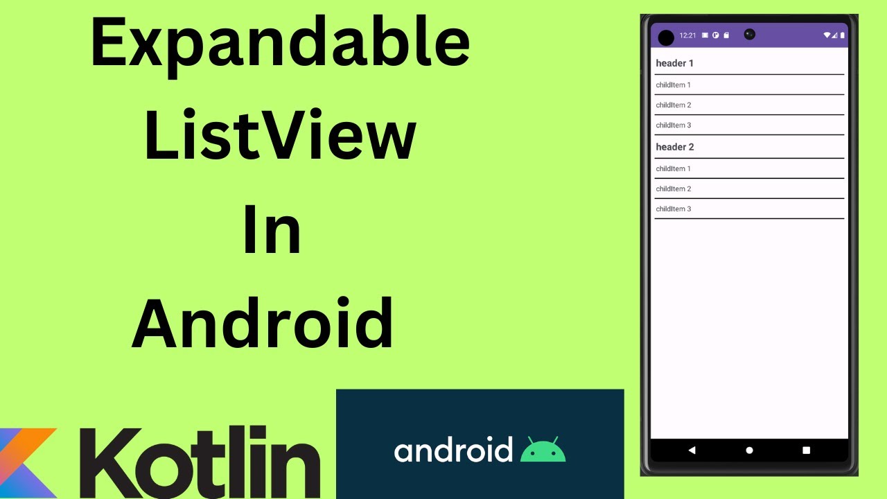 Expandable  ListView In Android using Kotlin | Kotlin | Android Studio Tutorial - Quick + Easy