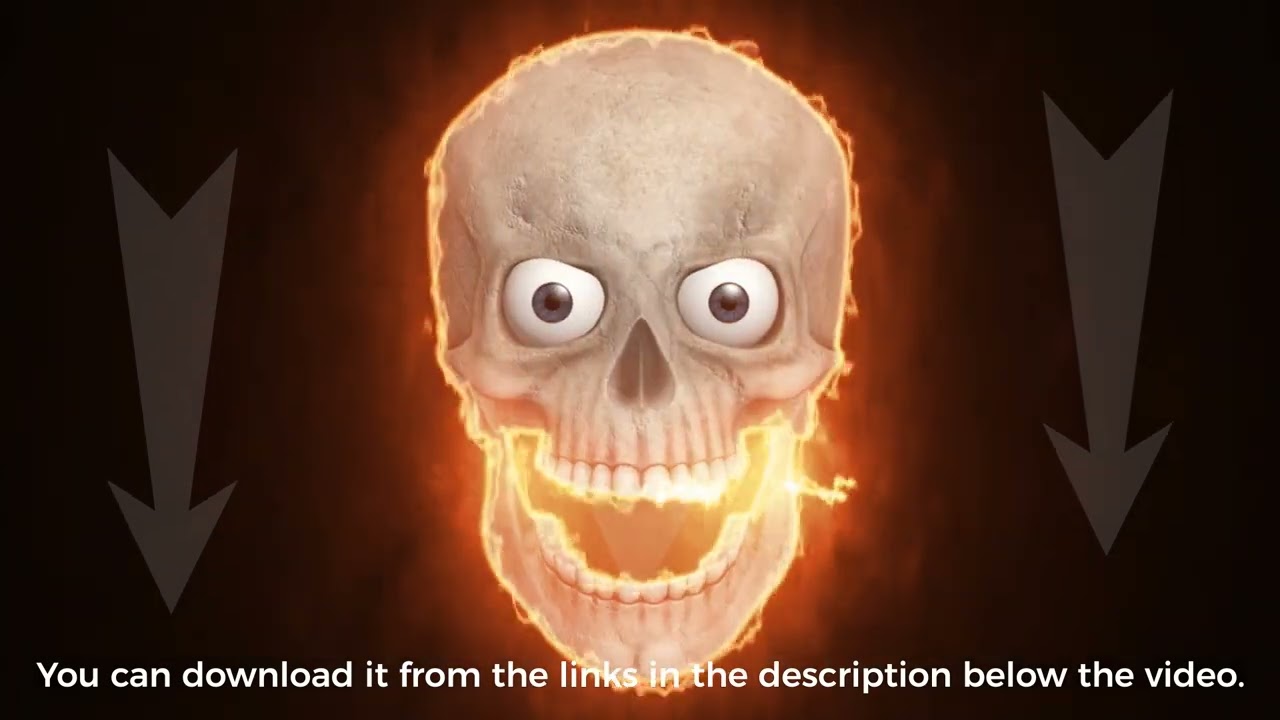 Halloween. Halloween fire skull 3D animation. 3D skull fire animation.