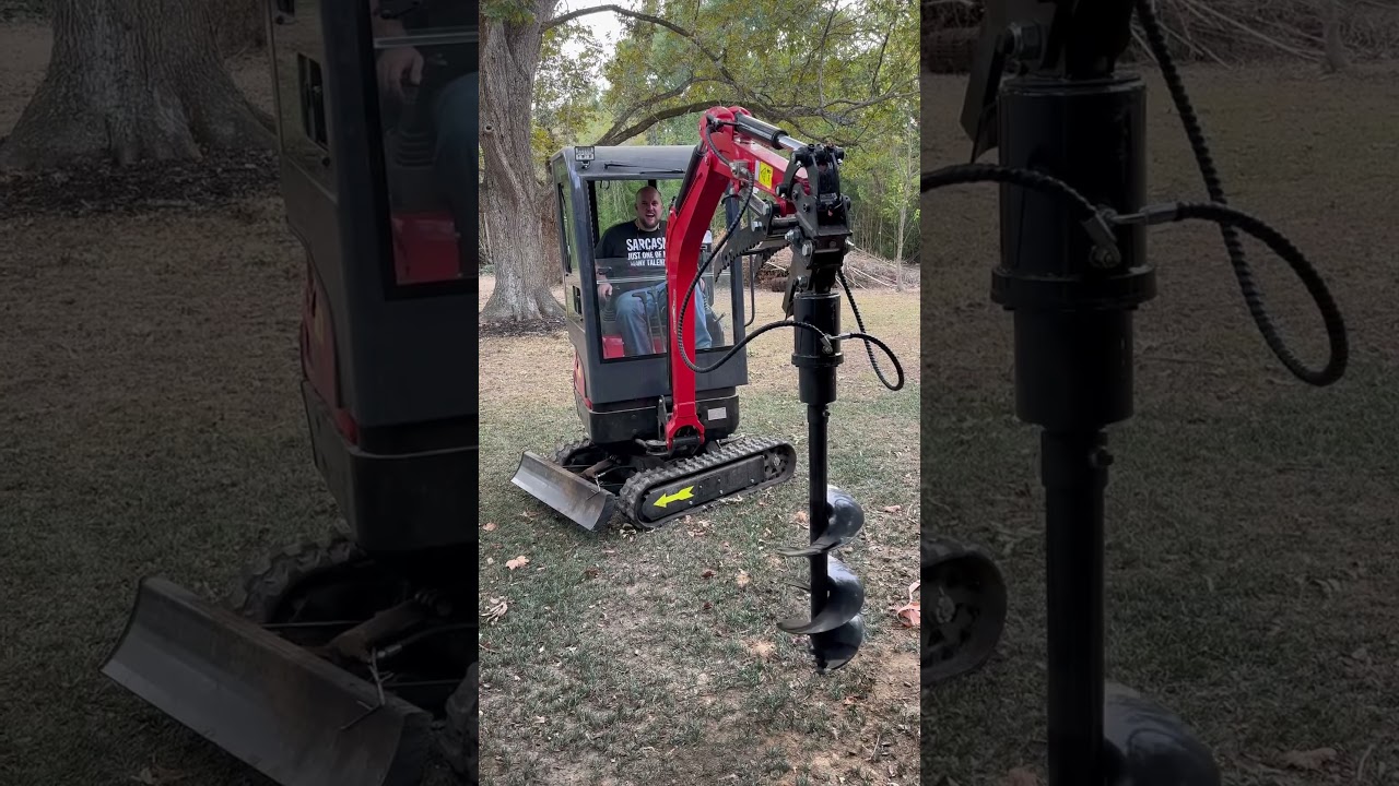 Mini excavator with auger attachment #excavator #madeinchina #letsdigin #halloween #wicked