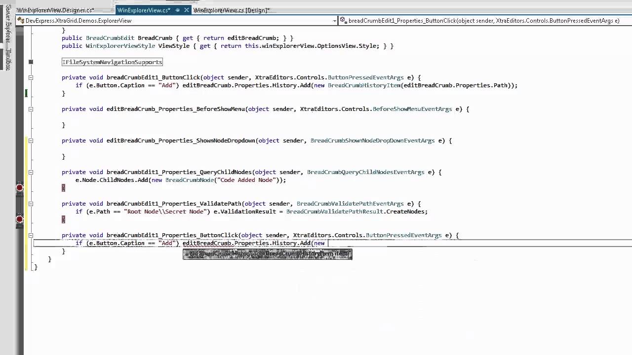DevExpress WinForms BreadCrumb Editor - Getting Started