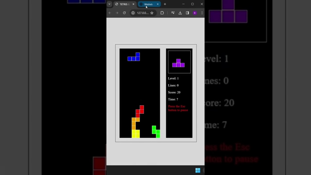 Javascript Tetris Game #coding #css #webdevelopment #webcode #webleb