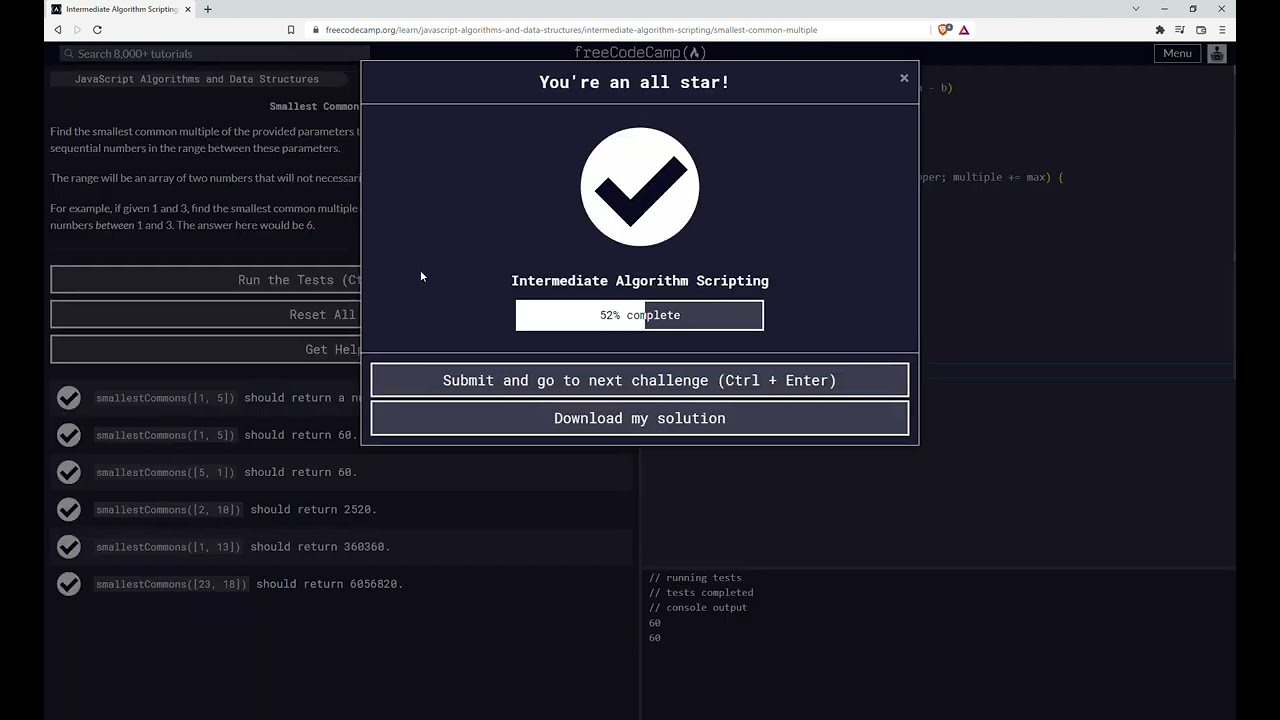 Intermediate Algorithm Scripting (14/21) | Smallest Common Multiple | freeCodeCamp